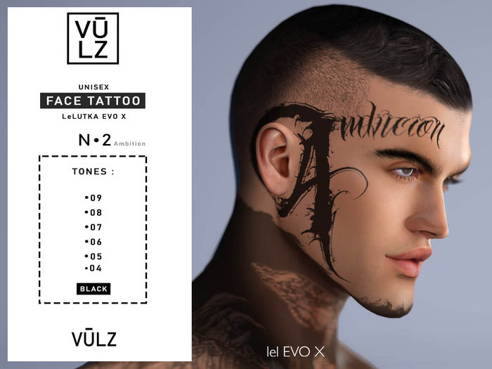 Second Life Marketplace - VULZ - Face Tattoo N*2 - (Evo X) Unisex